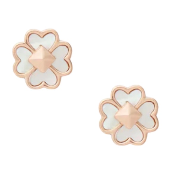 kate spade | Jewelry | Kate Spade Rose Gold Spades Studs Enamel Mother ...